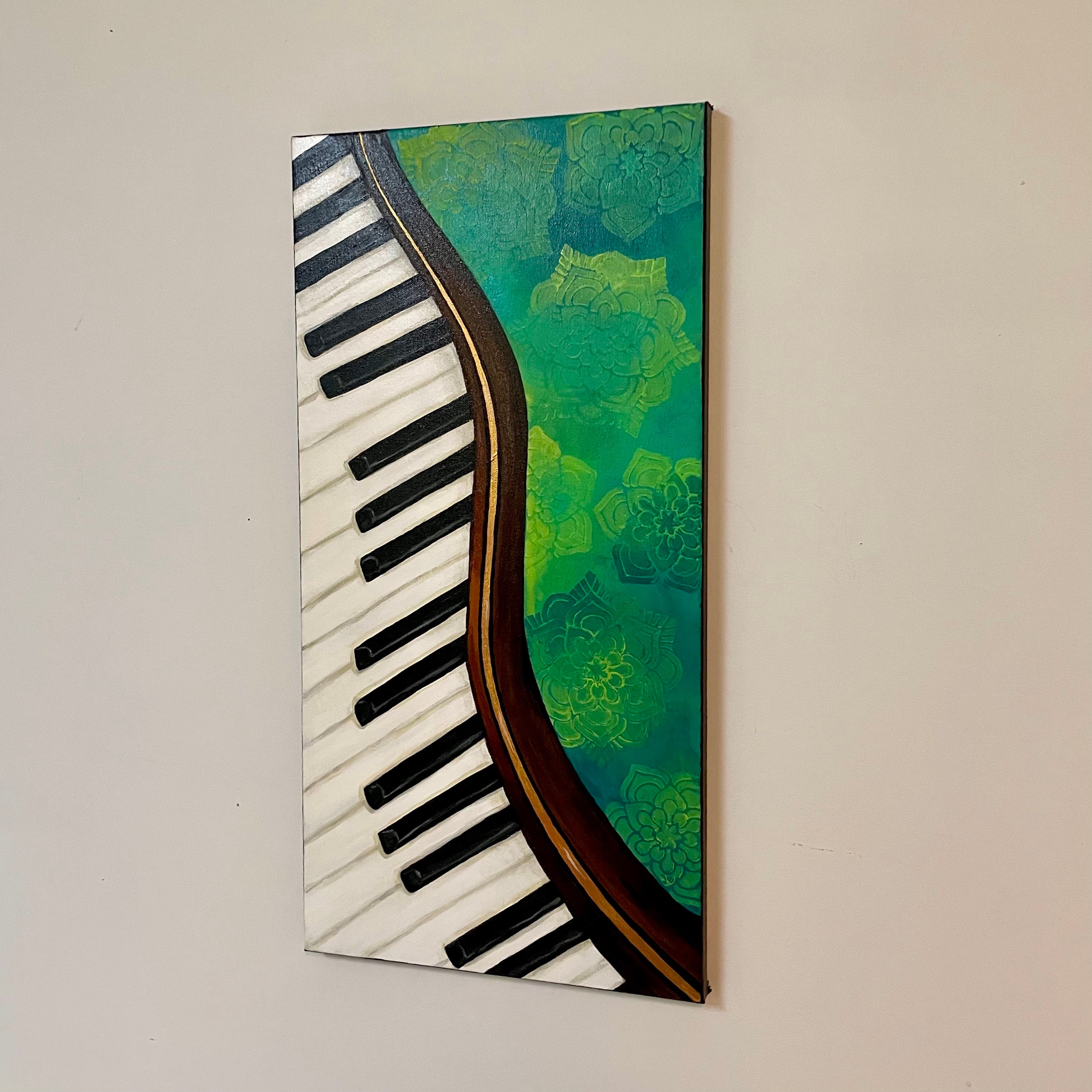 DANCING PIANO Painting 12x24 Acrylic Canvas Art, Music Instrument Home ...