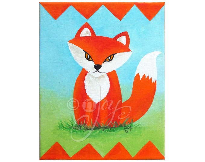 Art for Kids, Fox, 8x10 Acrylic Woodland Animal Painting - Etsy