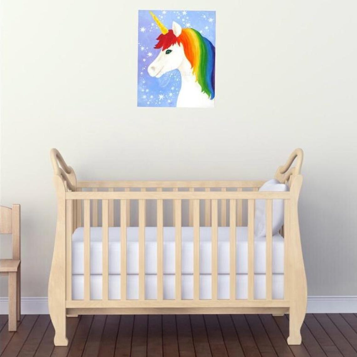 Art Print of a Rainbow Unicorn, 8"x10" Print for Girls Room or Nursery ...