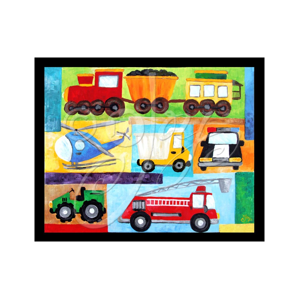 Children's Wall Art Print, Transporation Art, VROOM #2, 8"x10" Art for ...
