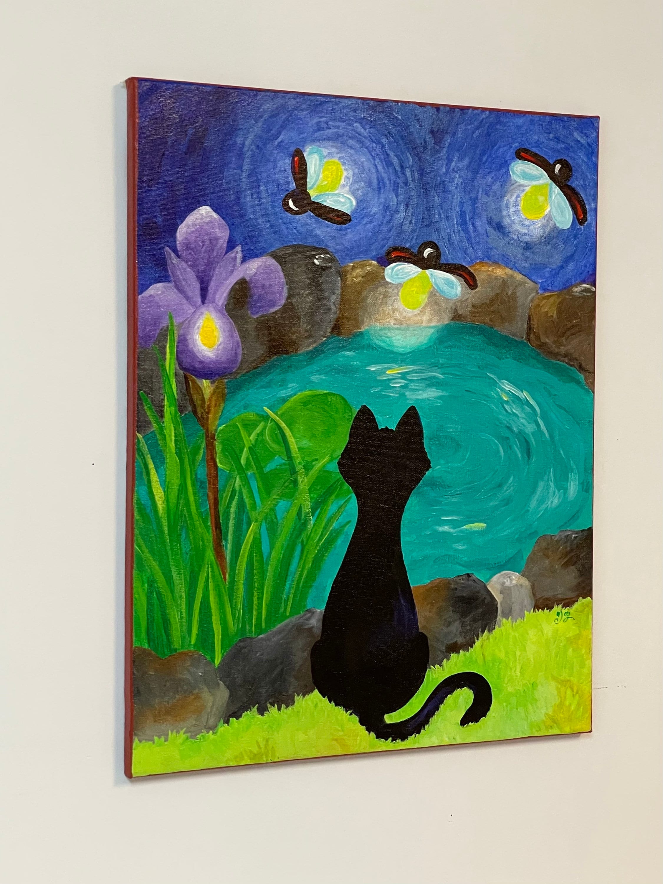 Back Cat Painting 16x20 Inch Acrylic on Canvas Painting of a - Etsy