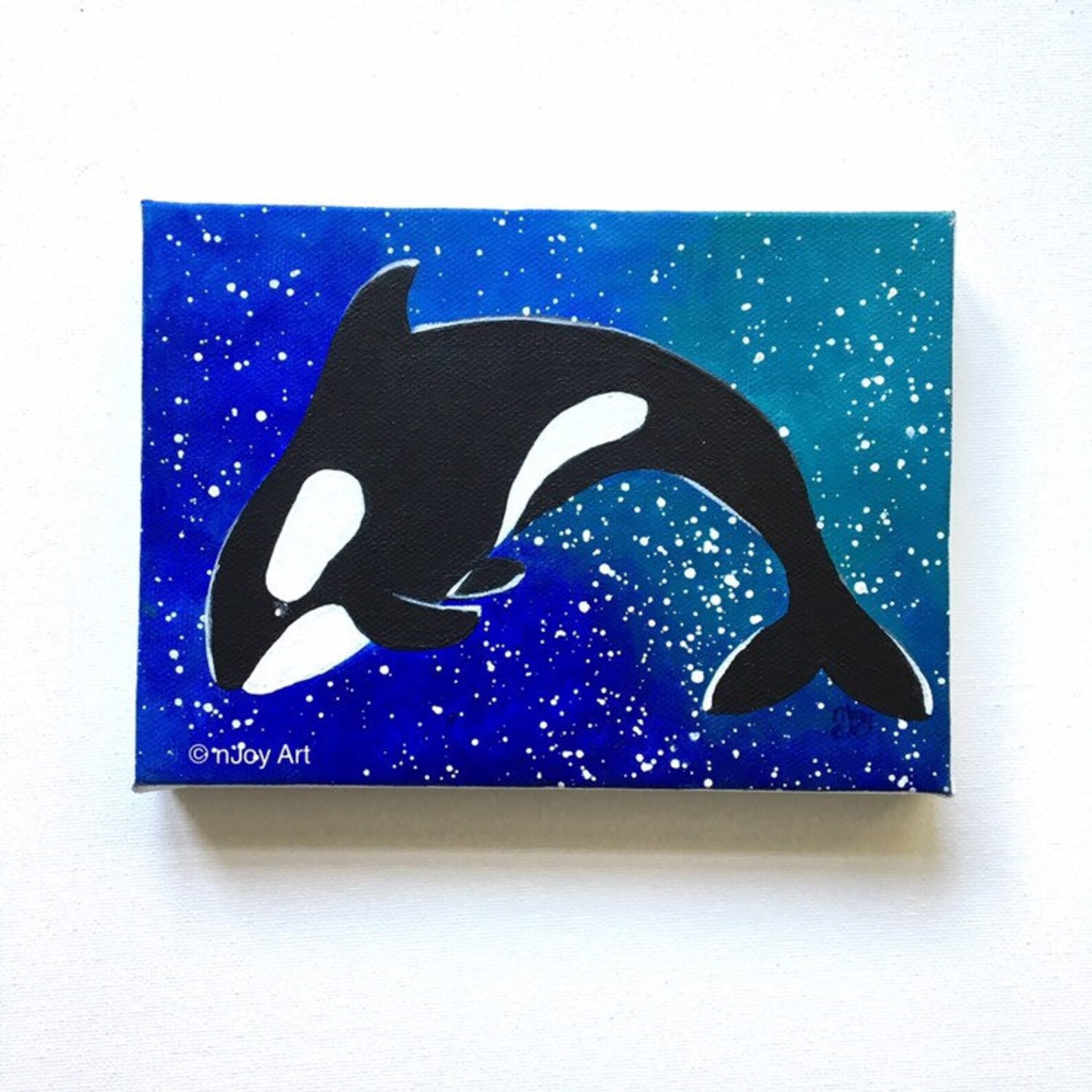 Whales, Set of Three 5x7 Inch Acrylic Paintings, Orca, Sperm Whale ...