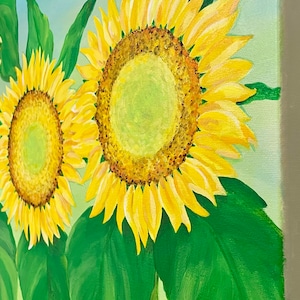 Sunflowers and Bees, Acrylic Painting, 36x24 Inch Gallery Wrapped ...