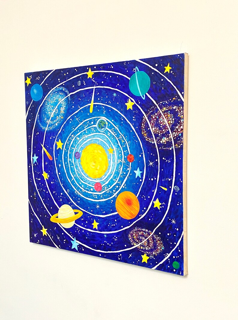 Solar System Painting, Space Themed Decor, Kids Room, Nursery, Game ...