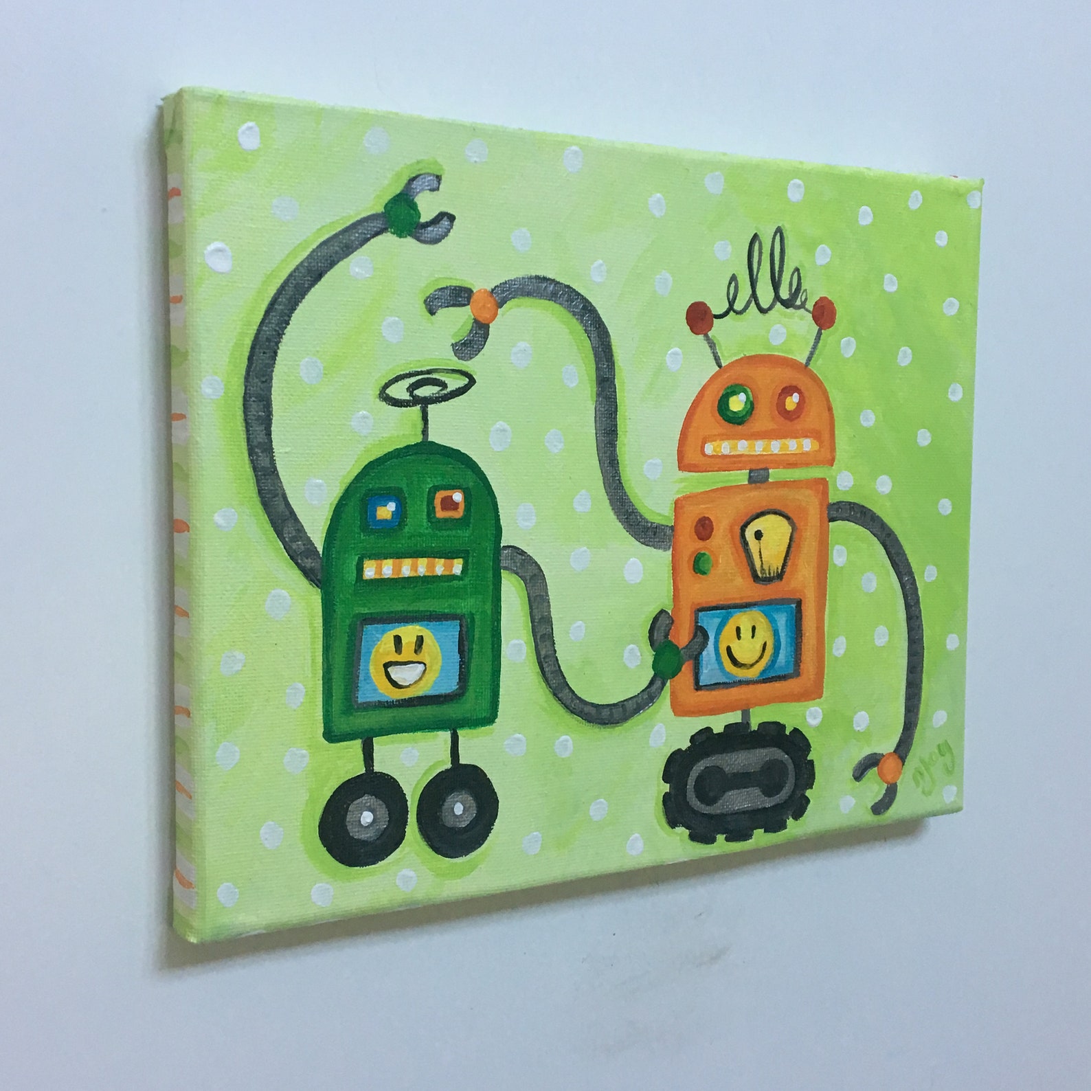 Robot Art for Kids Room 8x10 Acrylic Painting Children's - Etsy