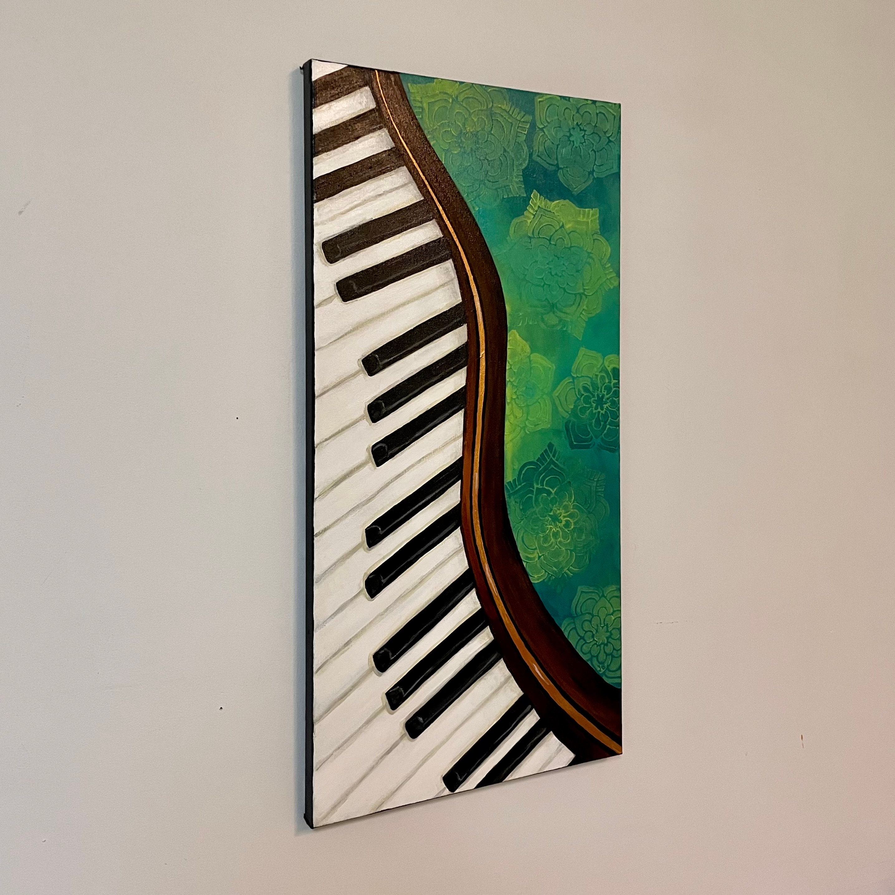 DANCING PIANO Painting 12x24 Acrylic Canvas Art, Music Instrument Home ...