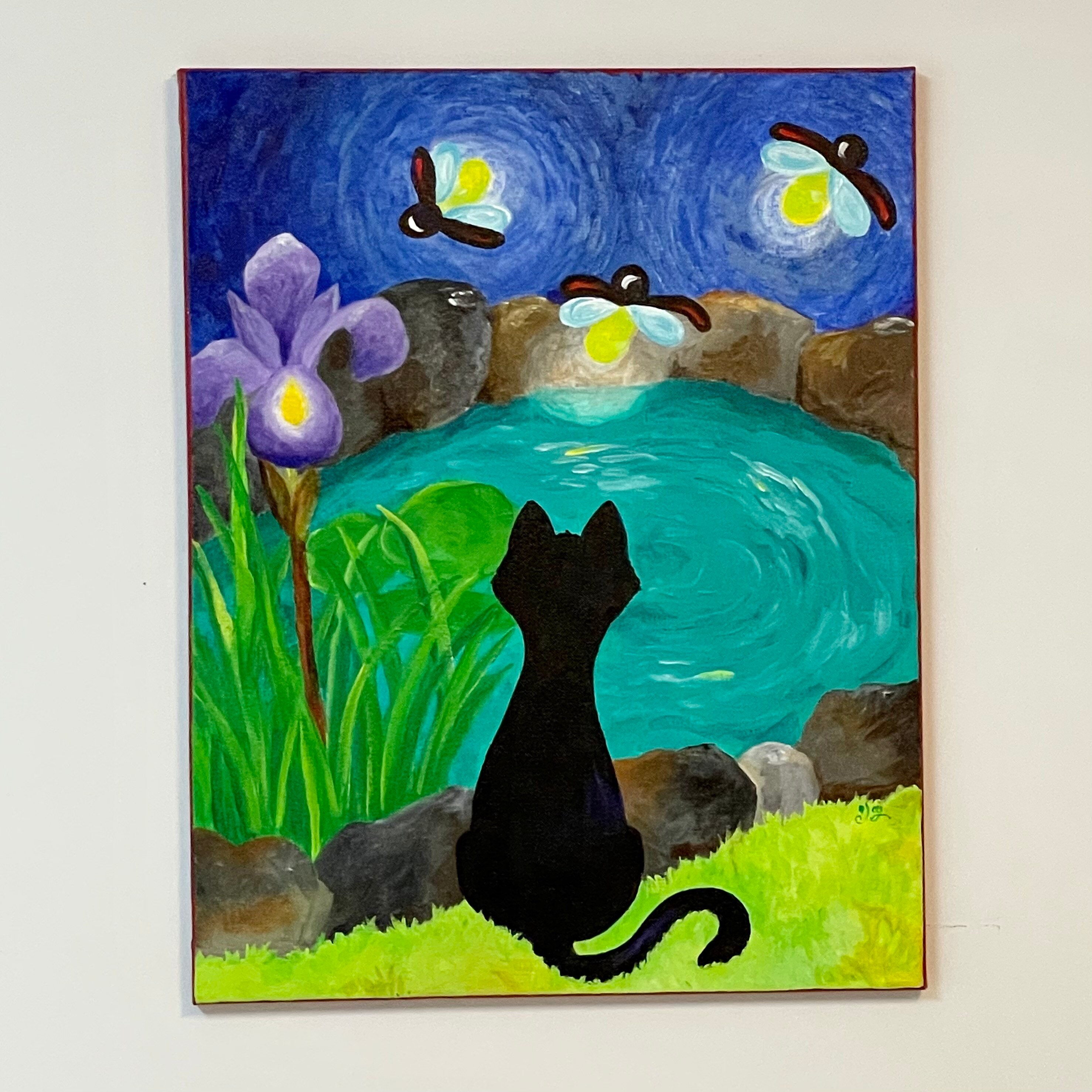 Back Cat Painting 16x20 Inch Acrylic on Canvas Painting of a - Etsy