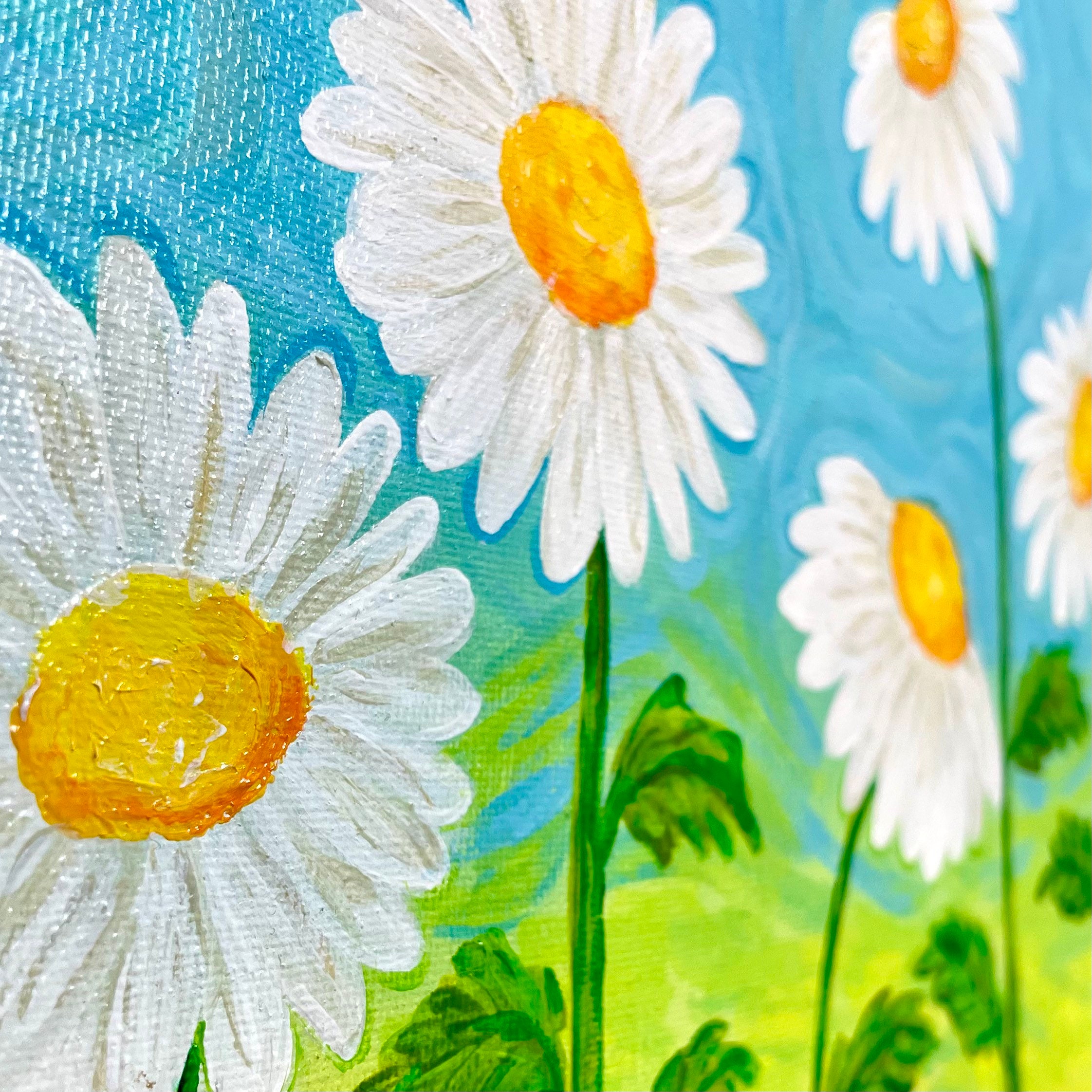 Daisy Painting Acrylic 20x10 Inch Gallery Wrapped Canvas - Etsy