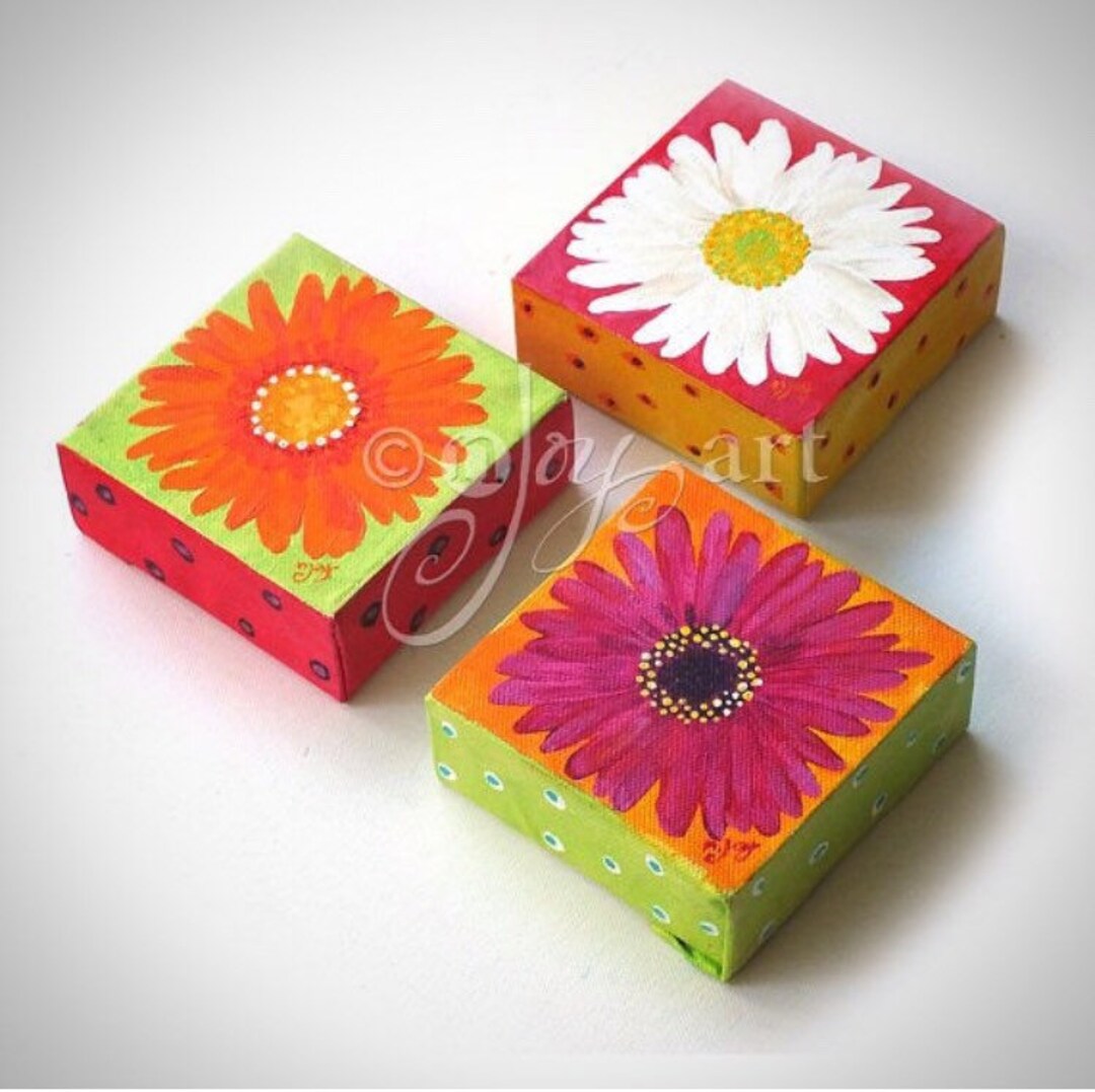 1 Custom 4x4 Inch Acrylic Flower Painting - Etsy