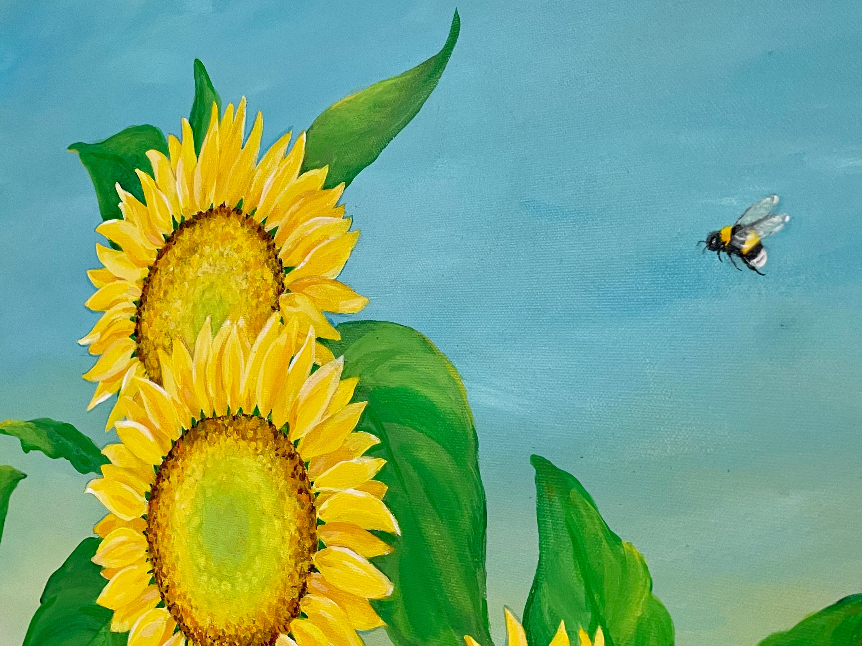 Sunflowers and Bees Acrylic Painting 36x24 Inch Gallery - Etsy