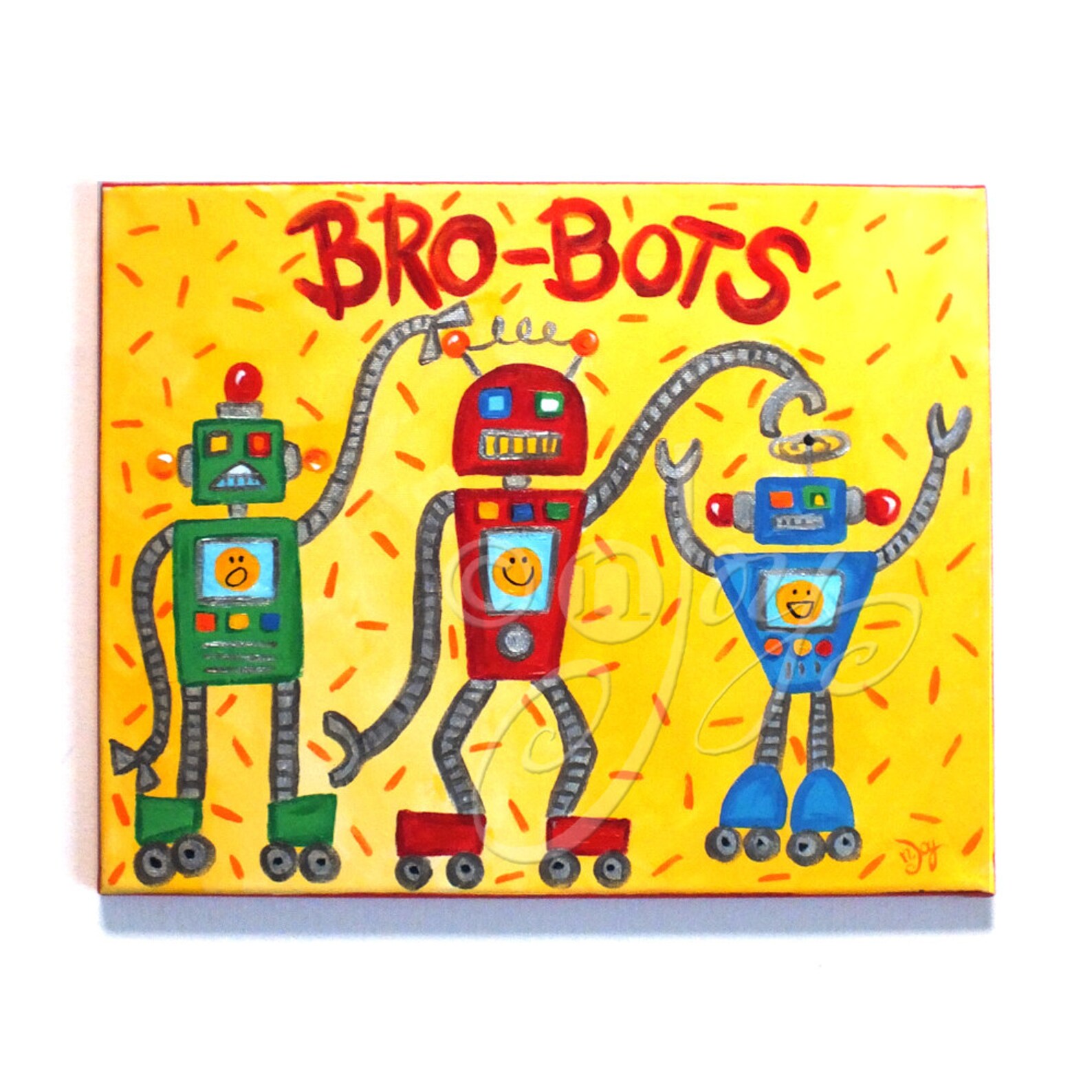 Custom Robot Art for Kids BRO-BOTS 11x14 Canvas Robot Art - Etsy