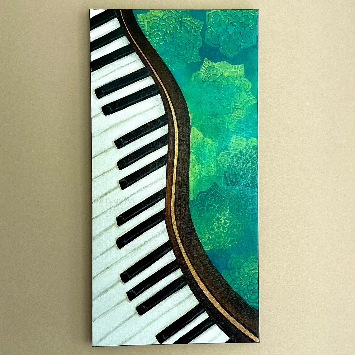 DANCING PIANO Painting 12x24 Acrylic Canvas Art, Music Instrument Home ...