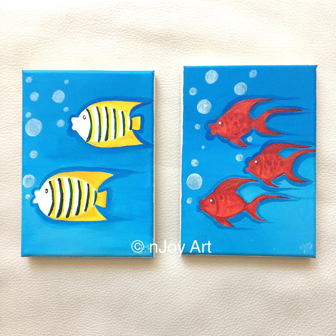 1 Fish 2 Fish Red Fish Blue Fish Set of Four 5x7 Acrylic | Etsy