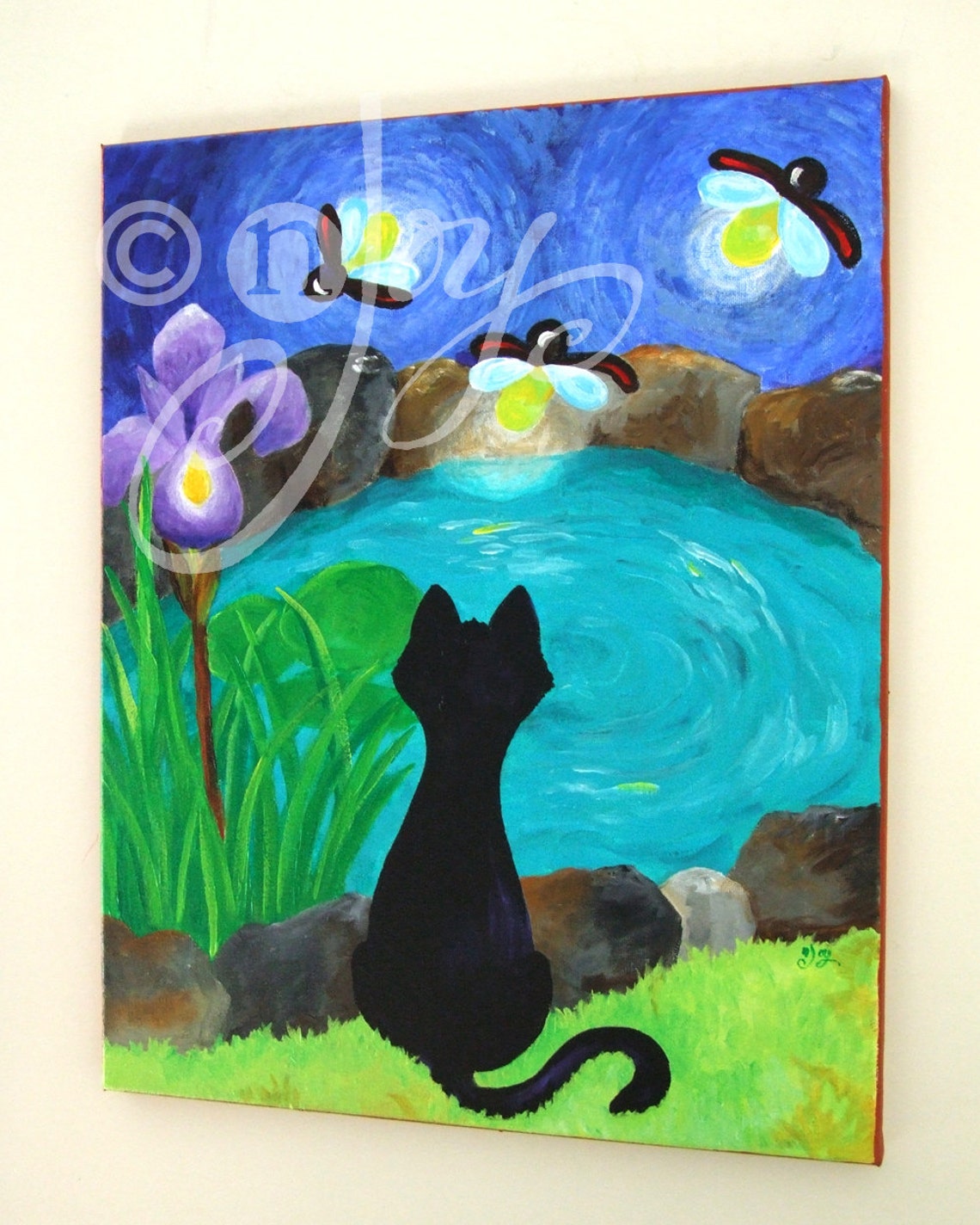 Back Cat Painting 16x20 Inch Acrylic on Canvas Painting of a - Etsy