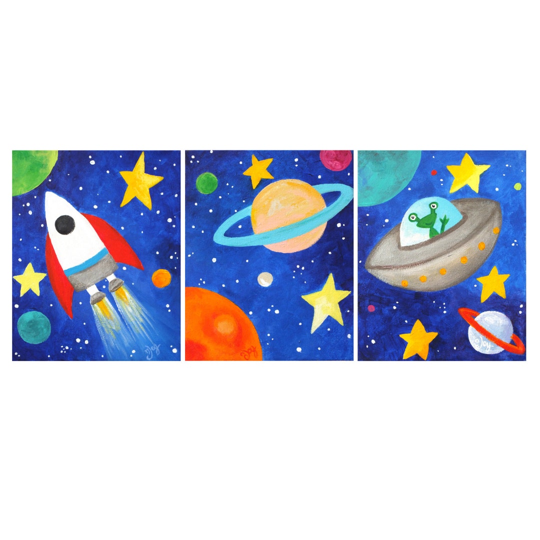 Set of 3 8x10 Inch Photo Quality Space Themed Prints for Nursery or ...