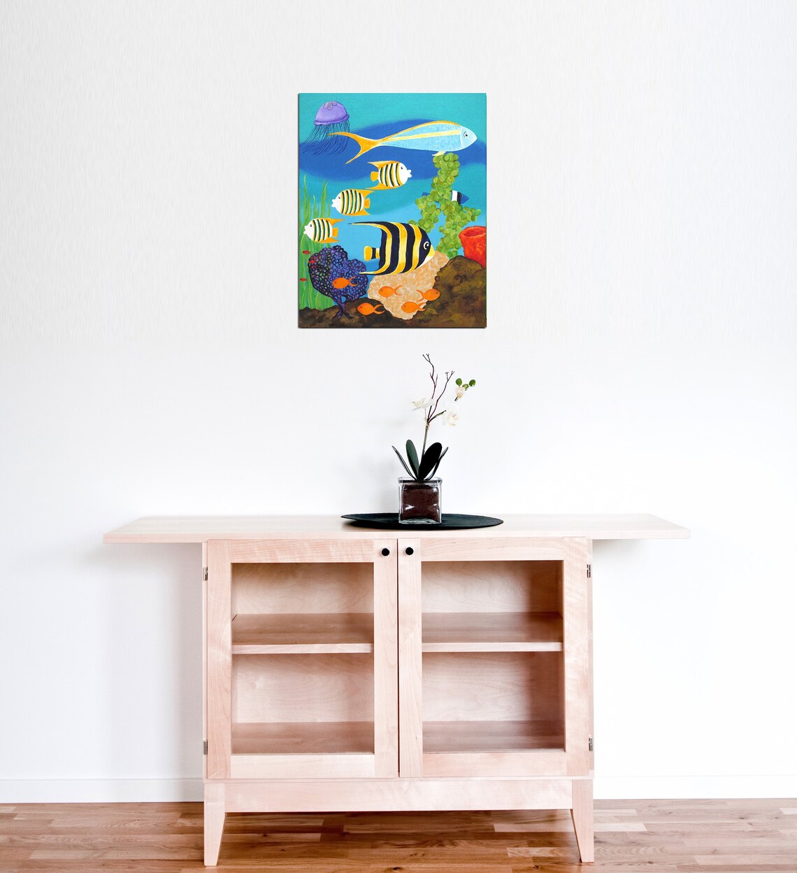 Fish World, Panel 2, 11x14 Inch Whimsical Reef Fish Acrylic Original ...