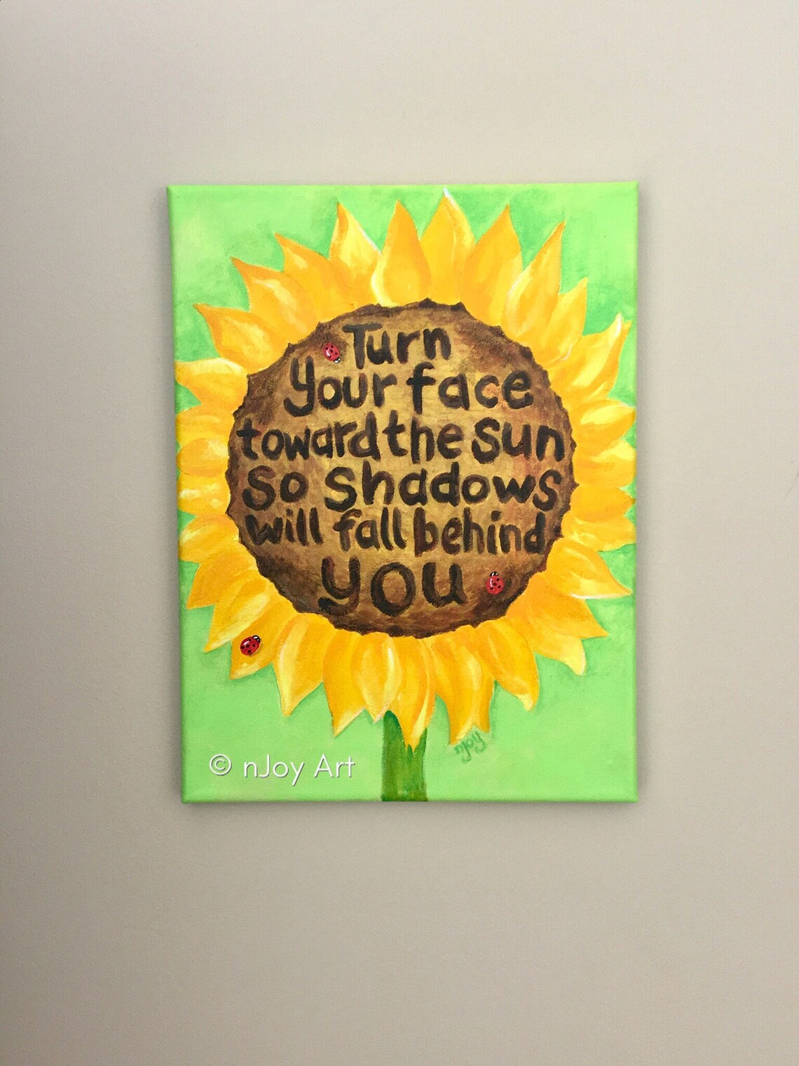 Sunflower Painting with quote Turn your face toward the sun | Etsy