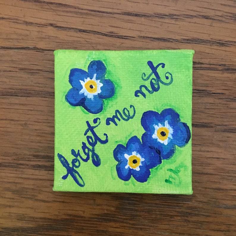 Forget Me Not, Art Magnet, 3x3 Miniature Acrylic Canvas Art - Etsy