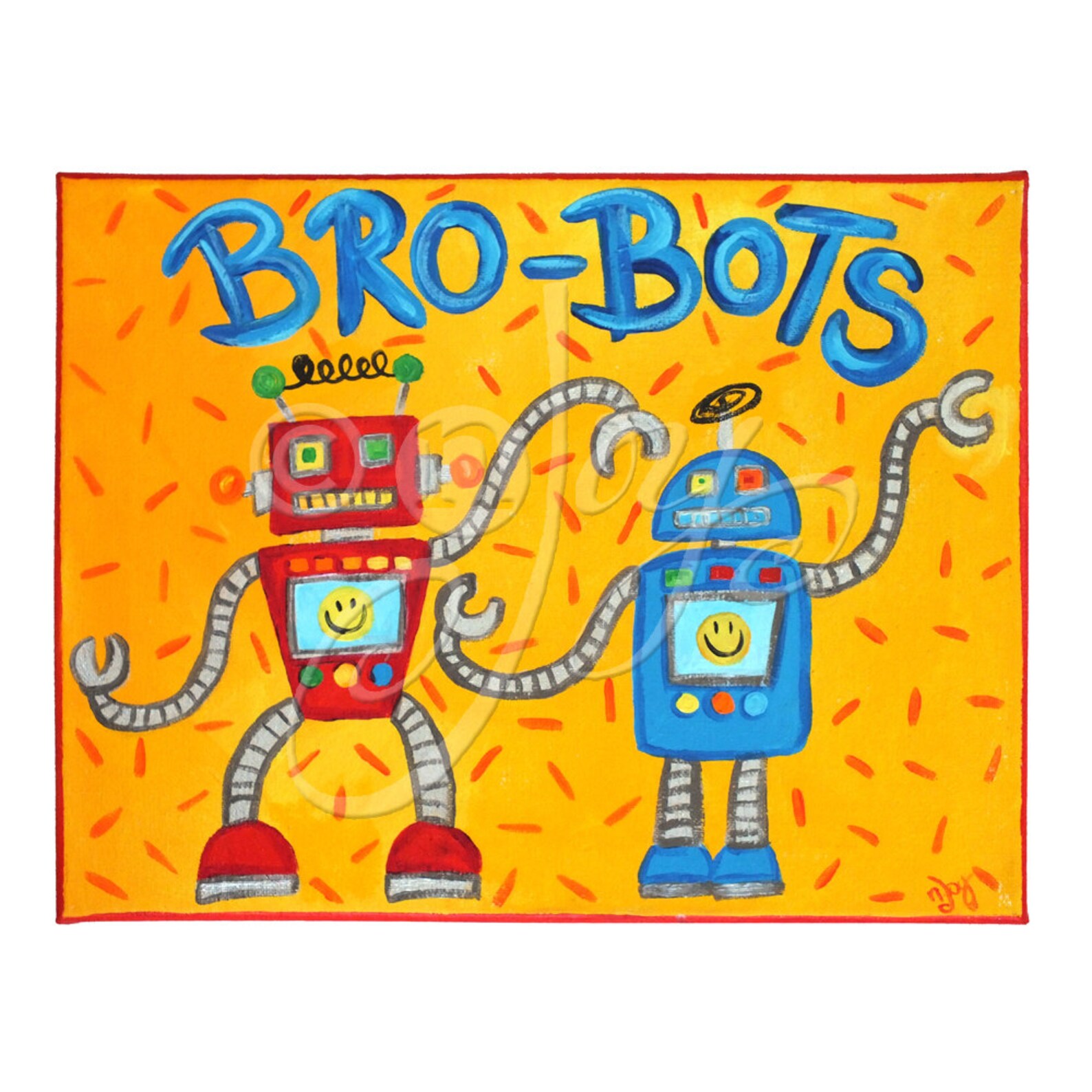 Custom Robot Art for Kids BRO-BOTS 11x14 Canvas Robot Art - Etsy