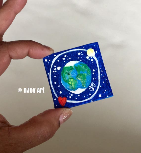 Earth Art magnet miniature painting magnet acrylic canvas | Etsy