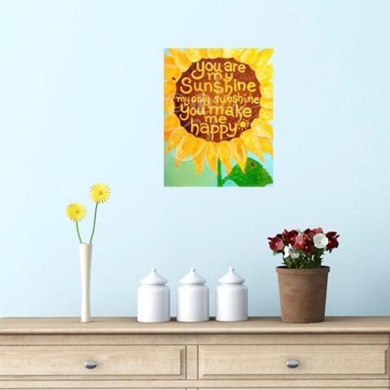 You Are My Sunshine Sunflower, 8x10 Inch Sunflower Art Print for Girls ...
