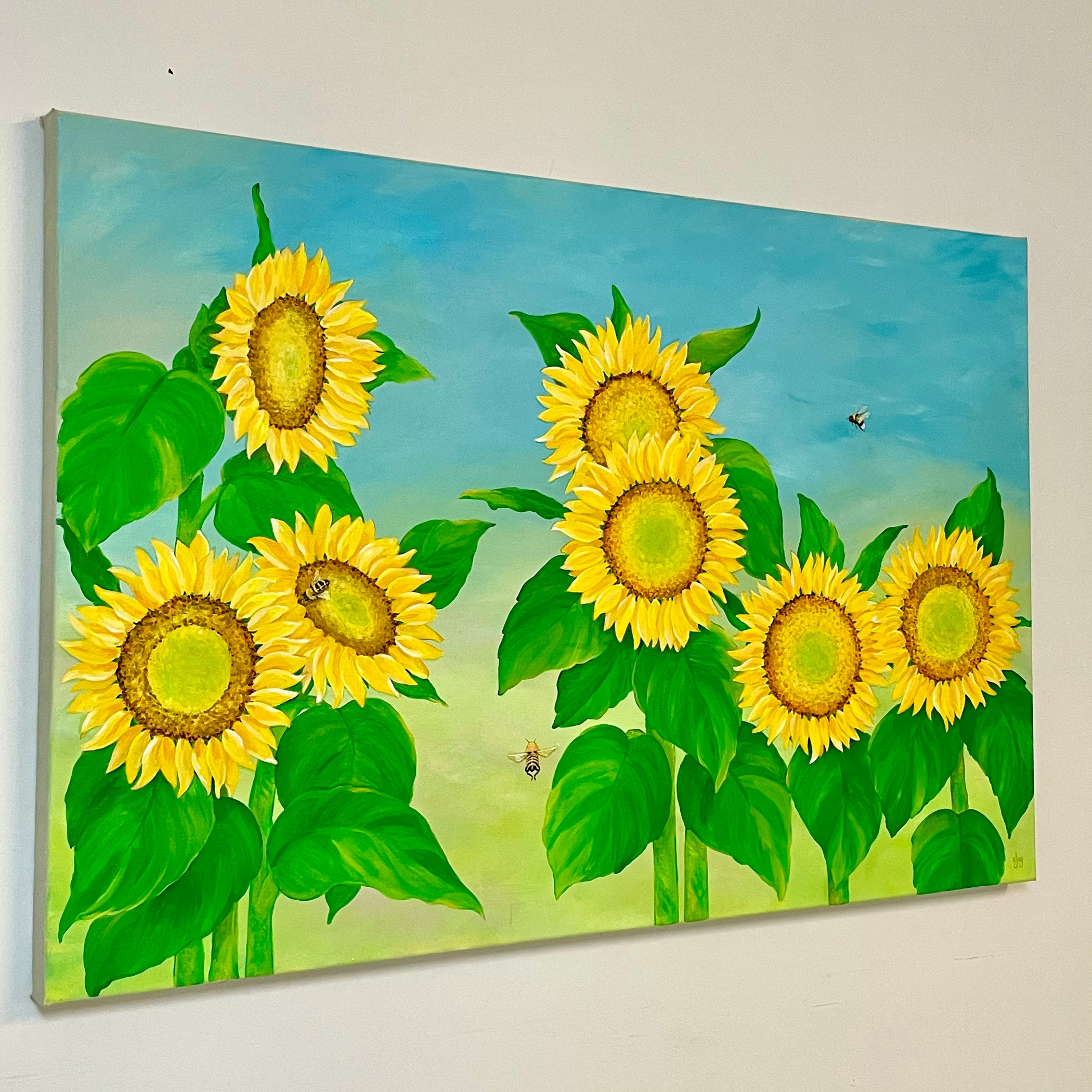 Sunflowers and Bees Acrylic Painting 36x24 Inch Gallery - Etsy
