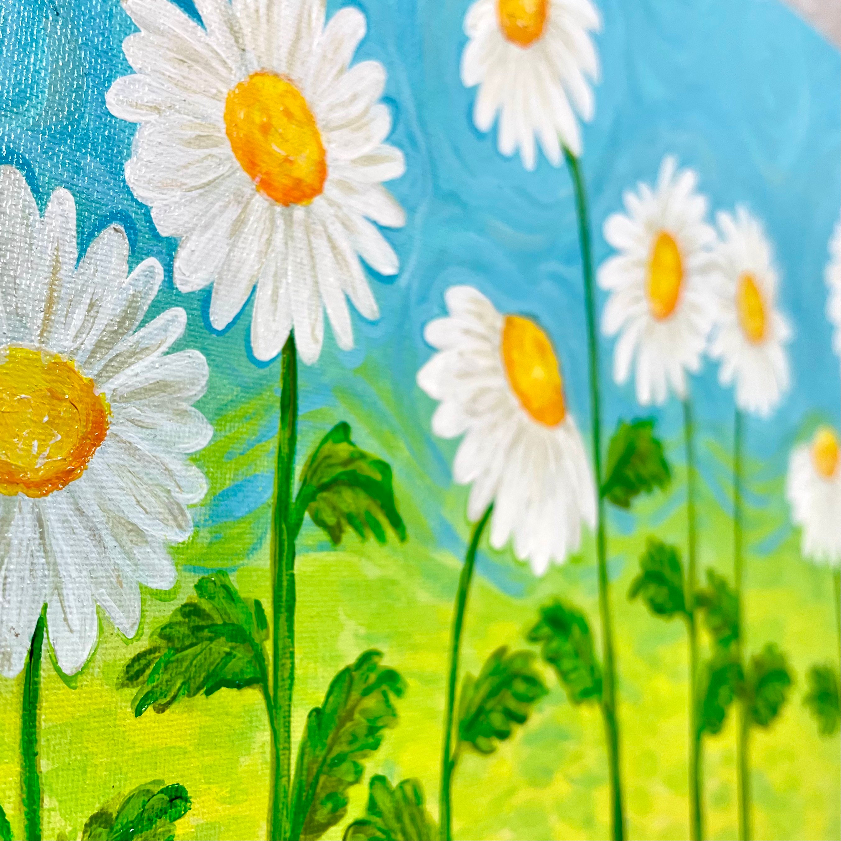 Daisy Painting Acrylic 20x10 Inch Gallery Wrapped Canvas - Etsy