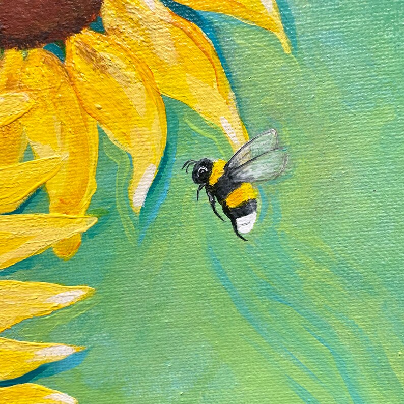 Sunflowers With Bees 12x24 Inch Original Acrylic Canvas - Etsy