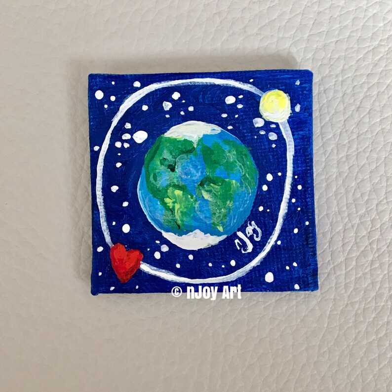 Earth Art Magnet Miniature Painting Magnet Acrylic Canvas - Etsy