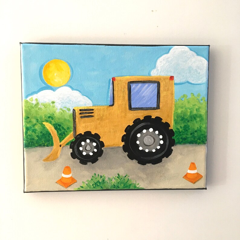 Bulldozer Art for Boys Room, 8x10 Inch Acrylic Construction Truck ...