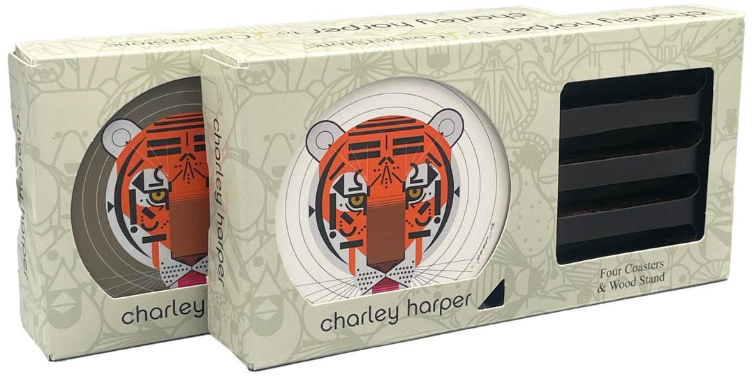 Charley Harper Cool Carnivore Coaster Set of 4 With Stand - Etsy