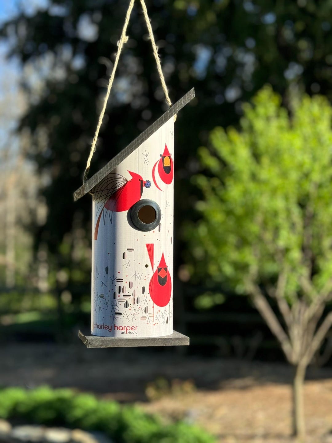 Charley Harper Cardinals Large Vertical Round Wood/pvc Birdhouse - Etsy