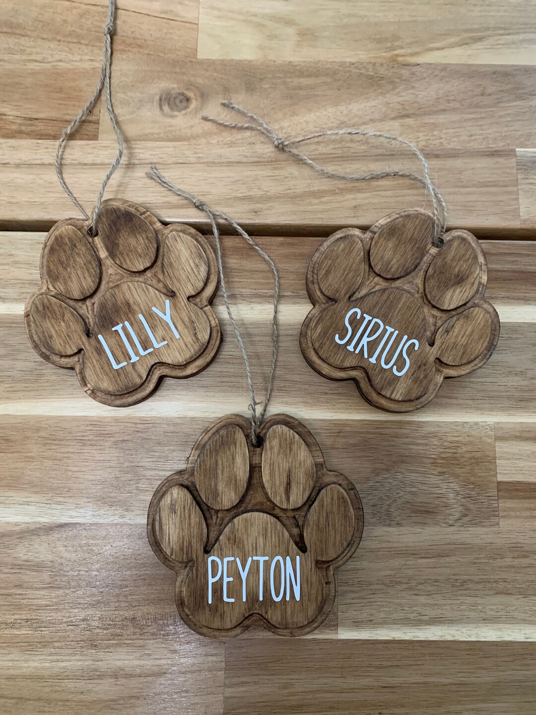 Paw Print Ornament...dog and Cat Wooden Cutout...personalized - Etsy