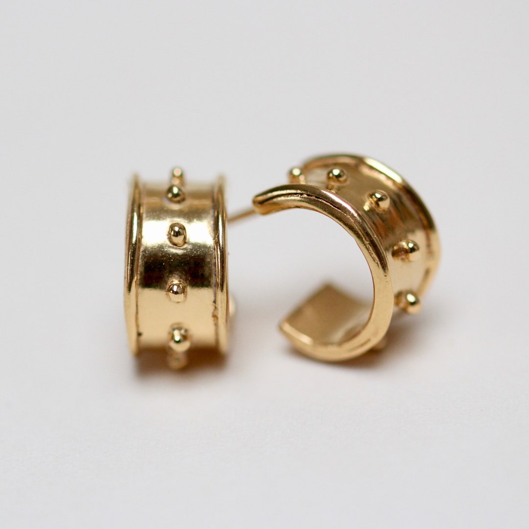 Glendal Mini Hoops / Hand Sculpted in Recycled Sterling Silver & 18ct ...