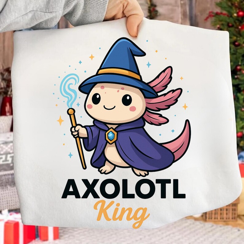 Cute Axolotl King PNG Kawaii Cartoon PNG Adorable Axolotl PNG for Kids ...