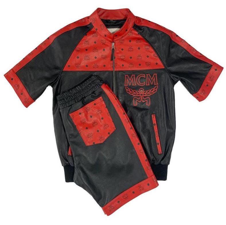 MCM Leather Tracksuit: Zip Jacket & Short - Designer Streetwear - Etsy