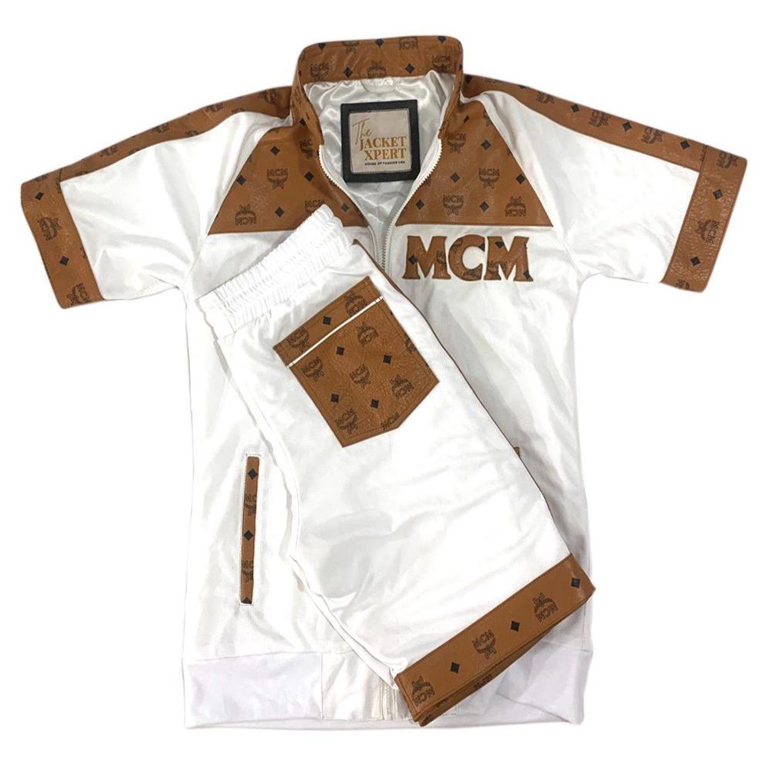 MCM Leather Tracksuit Set: Designer 2-piece Short Suit - Etsy