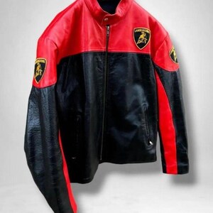 Mens Lamborghini Leather Jacket Lambo Motorcycle Racing Learher Jacket ...