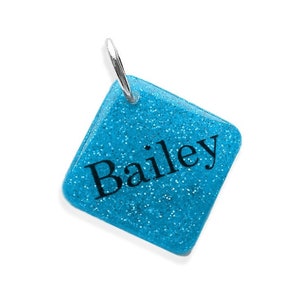 Diamond Dog ID Tag GLOWING Blue or Custom Color Personalized Dog Charm ...