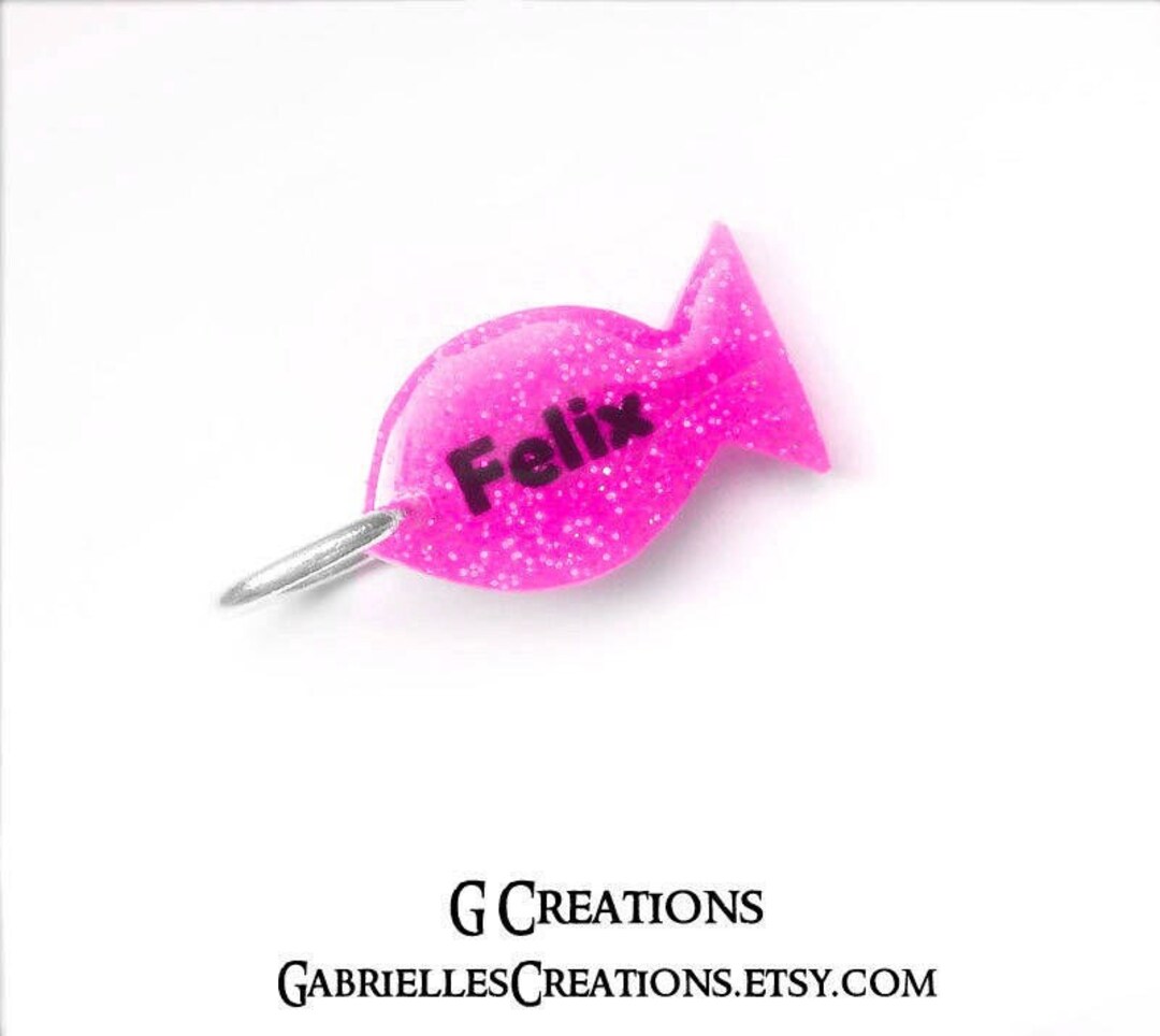 Glitter Fish Cat Tag GLOWING Custom Color Cat ID Pet Tag - Etsy