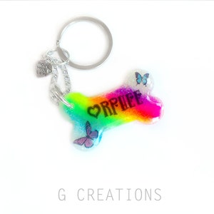 Rainbow Dog Tag Accessory - Colorful Personalized Dog ID - Kawaii Pet ...