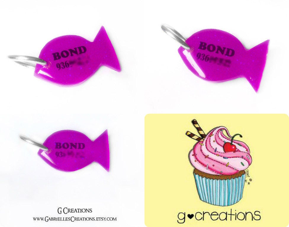 Glitter Fish Cat Tag GLOWING Custom Color Cat ID Pet Tag | Etsy