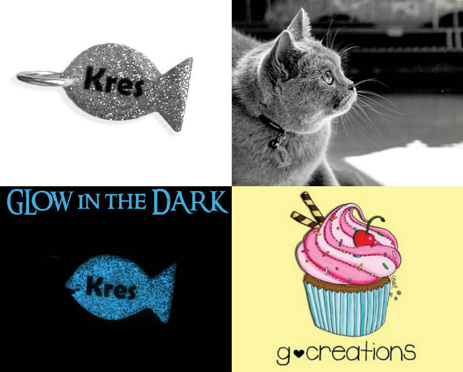 Glitter Fish Cat Tag GLOWING Custom Color Cat ID Pet Tag | Etsy