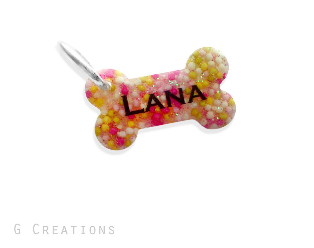 Small Bone Dog Tag Colorful Sprinkles Mini Small Size - Etsy