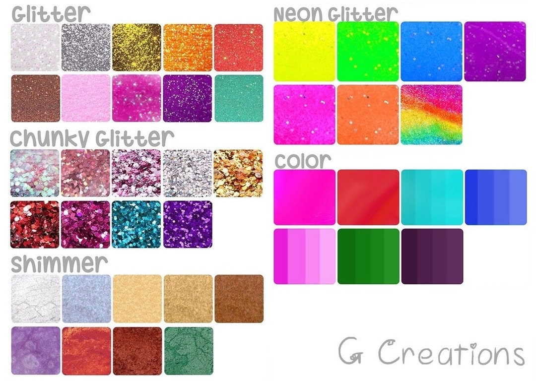 Font, Glitter, Color and Embellishments Samples * Please Do NOT ...