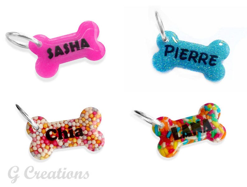 Small Bone Dog Tag Colorful Sprinkles Mini Small Size | Etsy