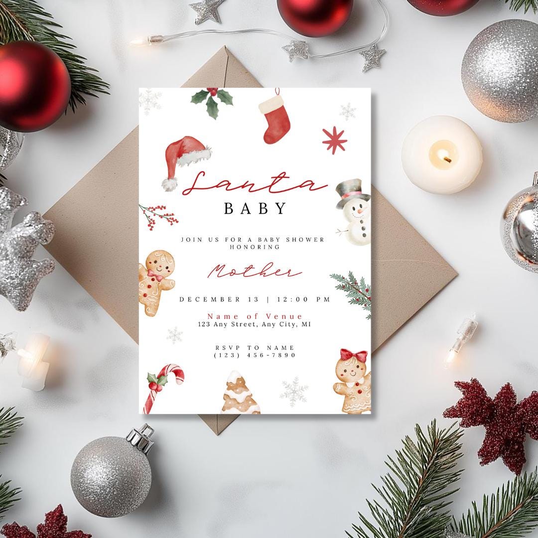 Santa Baby Shower Invitation | Editable Winter Holiday Invite (digital ...