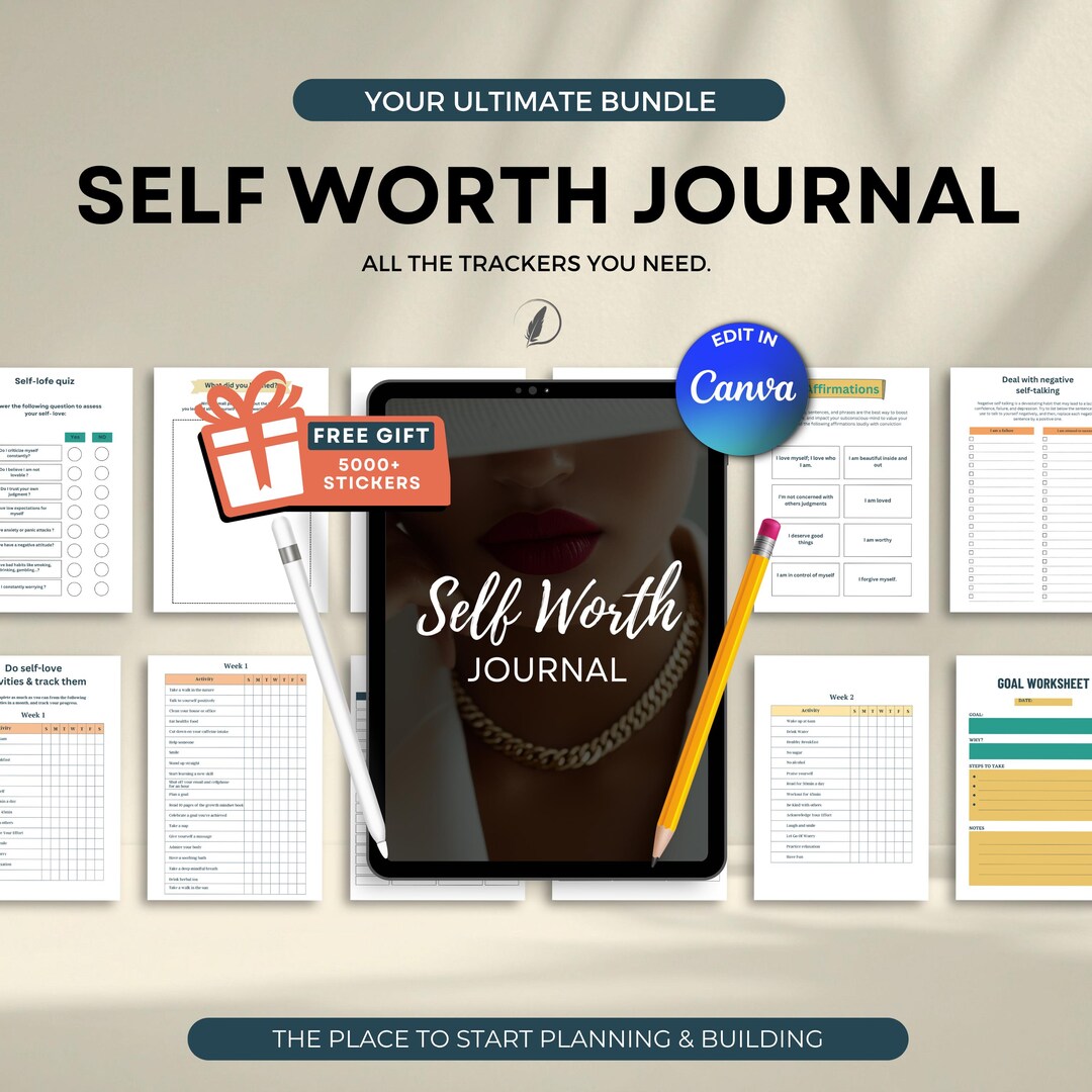 Self-worth Journal, Self Love Workbook, Self Improvement, Personal ...