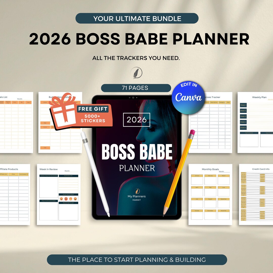 2026 Boss Babe Planner Expenses Tracker Revenue Tracker Monthly Goals ...