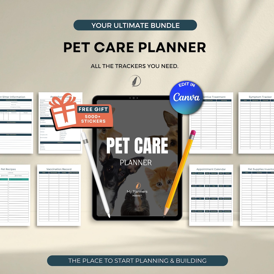Pet Care Planner Printable Pet Tracker Dog Walking Tracker Pet ...